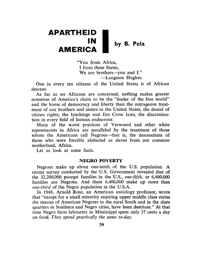 Apartheid in America | South African History Online