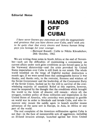 Editorial notes: Hands off Cuba! | South African History Online
