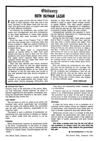 Obituary: Ruth Hayman Lazar | South African History Online