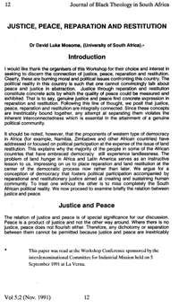 Justice, peace, reparation and restitution | South African History Online