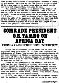 Comrade President OR Tambo on Africa Day | South African History Online