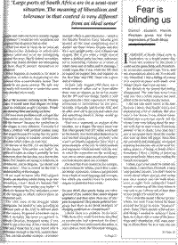 Fear is binding us | South African History Online