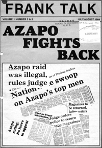 Frank Talk Volume 1 Number 2/3 July/August 1984 | South African History ...