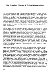 The Freedom Charter: a critical appreciation | South African History Online