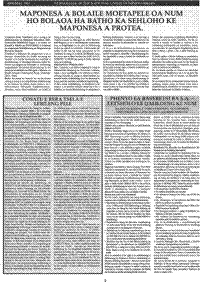 Maponesa a bolaile moetapele oa NUM : ho bolaoa ha batho ka sehloho ke ...