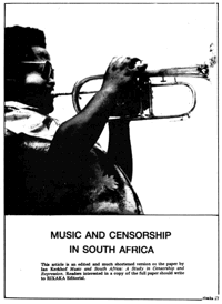 Music and censorship in South Africa | South African History Online