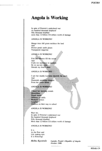 Angola is working (a poem) | South African History Online