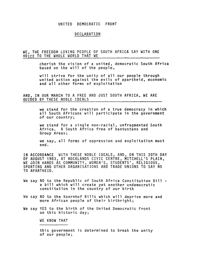 United Democratic Front declaration | South African History Online