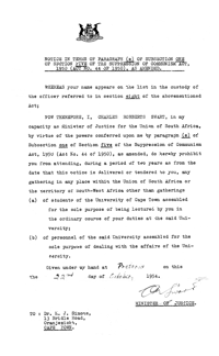 Banning order for Jack Simons | South African History Online