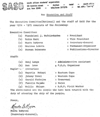 SASO: Executive and Staff | South African History Online
