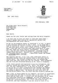 Letter from Errol K. Moorcroft to Reverend David Russell | South ...