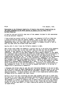 Memorandum to the Shlebusch [sic] Commission of Enquiry into Certain ...