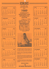 Community Resource and Information Centre 1989 Calendar | South African ...