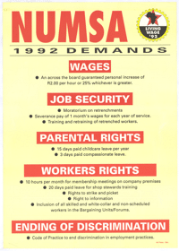 NUMSA 1992 demands | South African History Online