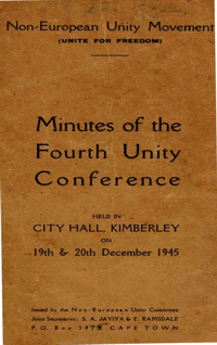 Non-European Unity Movement: Minutes of the Fourth Unity Conference ...