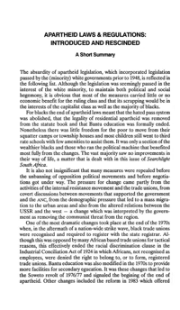 Apartheid laws and regulations: introduced and rescinded | South ...