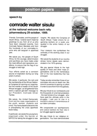 Speech by Comrade Walter Sisulu at the National Welcome Back Rally ...