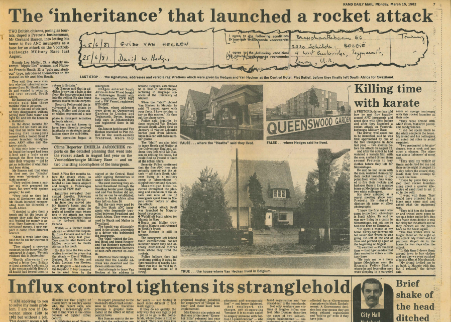 The 'inheritance' that launched a rocket attack, Rand Daily Mail, 15 ...