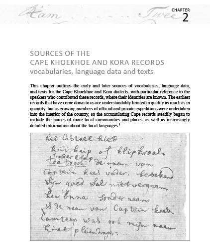 Kora: A Lost Khoisan Language Chapter 2: Sources of the Cape Khoekhoe ...
