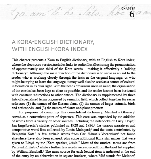Kora: A Lost Khoisan Language Chapter 6: A Kora-English Dictionary ...