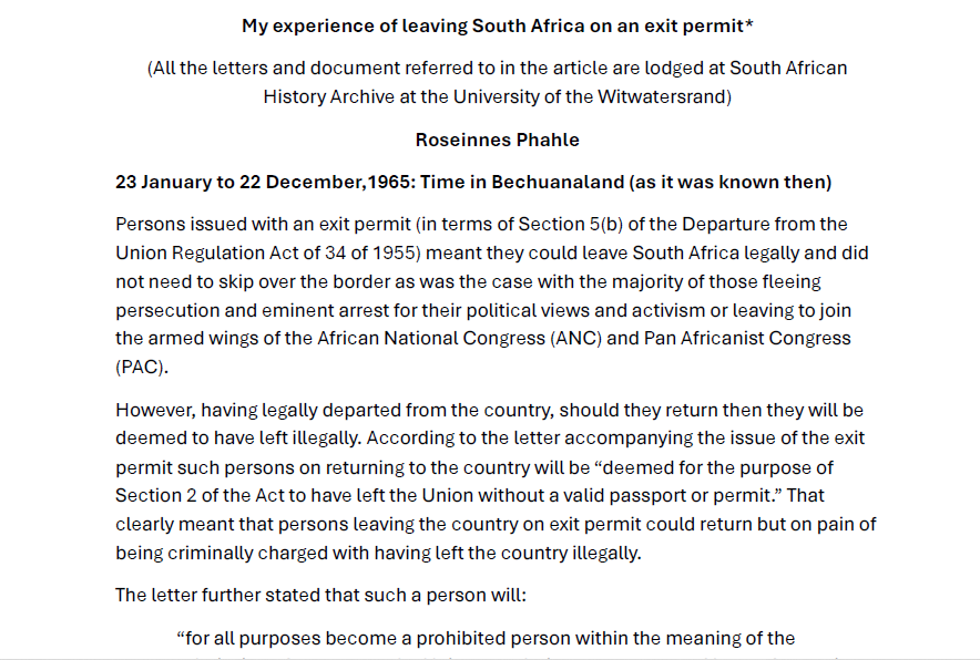 My experience of leaving South Africa on an exit permit by Roseinnes ...
