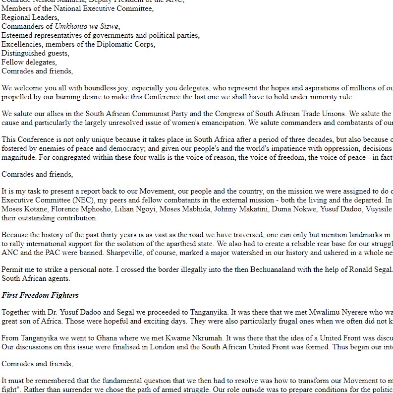 Opening Address to the ANC’s 48th National Conference by O. R. Tambo ...