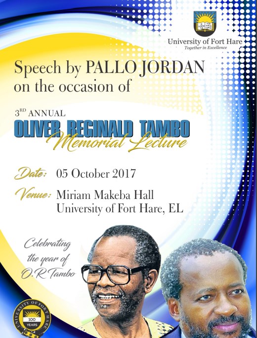 Speech by Pallo Jordan on the Occasion of the 3rd Annual Oliver ...