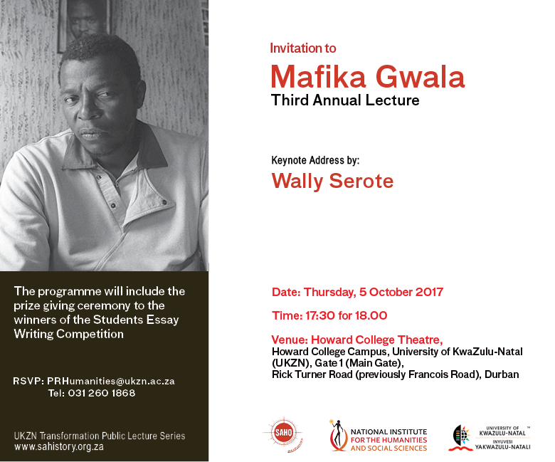 Mafika Gwala Third Annual Lecture | South African History Online