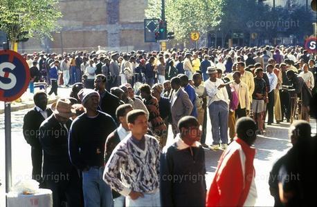 People lining up to vote in the first democratic elections in April ...