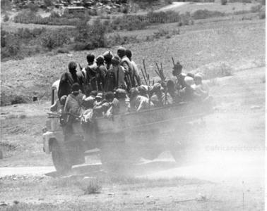 A lorry carrying Chief Kaizer Matanzima followers after searching for ...