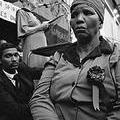 Helen Joseph (back) and mourners at the memorial service for Victoria ...