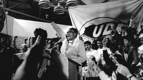 Frances Baard speaking at the launch of the United Democratic Front ...