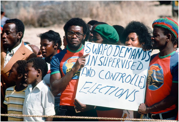SWAPO supporters demand United Nations' supervised elections at a rally ...