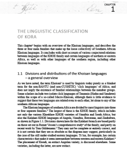 Kora: A Lost Khoisan Language Chapter 1: The linguistic classification ...