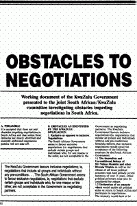 Obstacles to negotiation | South African History Online