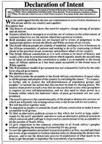 Declaration of Intent | South African History Online