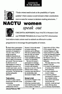 NACTU women speak out | South African History Online