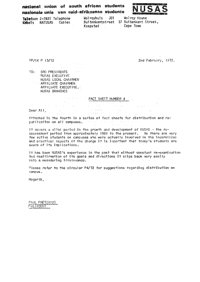 Letter from Paul Pretorius, President, NUSAS, to SRC Presidents and ...