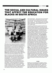 The Social and Cultural Issues That Affect the Education for Blacks in ...