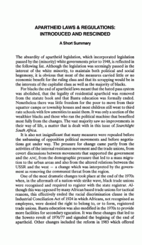 Apartheid laws and regulations: introduced and rescinded | South ...