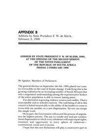 Address by State President F W de Klerk, DMS, at the opening of the ...