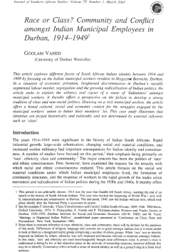 Race or Class? Community and Conflict amongst Indian Municipal ...